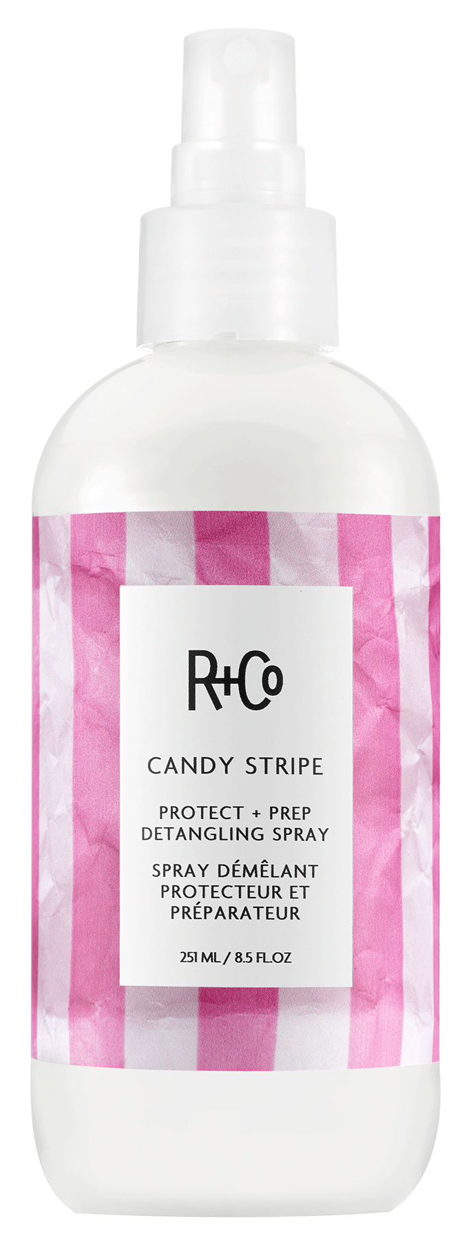 CANDY STRIPE Protect + Prep Detangling Spray – R+Co Pro